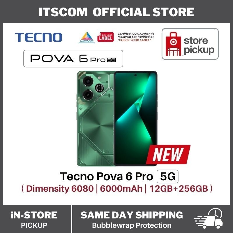 Tecno Pova 6 Pro 5G | (12+12GB) RAM + 256GB ROM | 6000mAh 70W Ultra ...