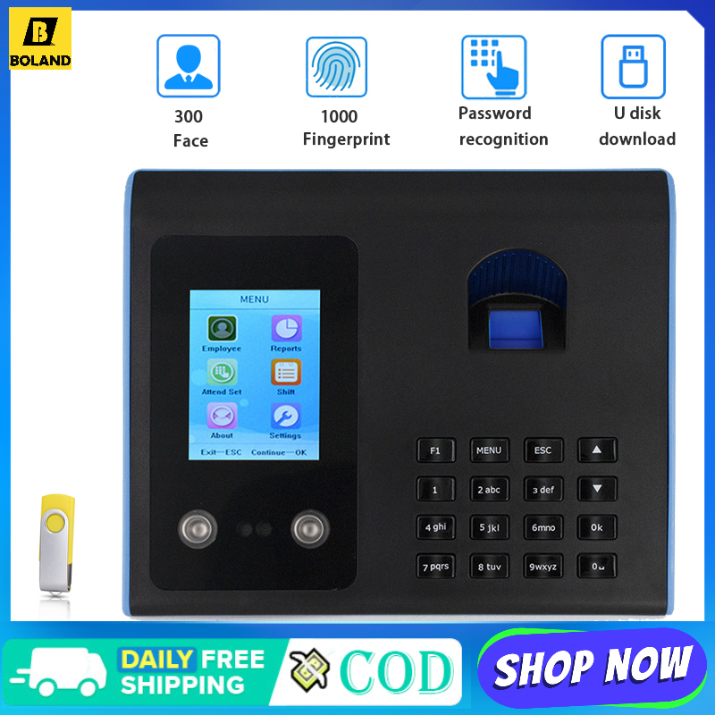 Boland LCD Display Biometric Face Fingerprint Password Attendance ...