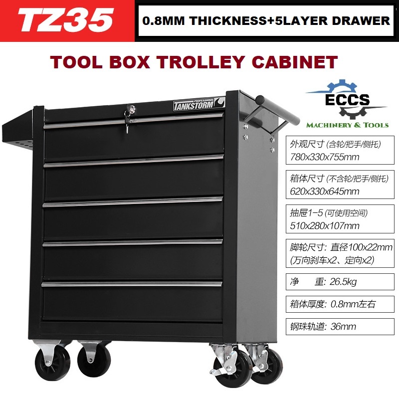 TANKSTORM MECHANIC 5 LAYER DRAWER TOOL BOX TROLLEY CABINET TOOL BOX SET ...