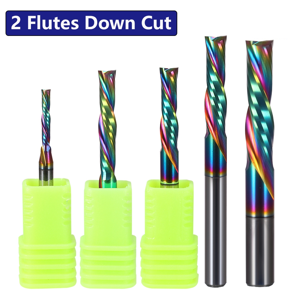 1pcs 3.175/4/5/6mm Aaa Left Handed Two Spiral Flute Bits Down Cut ...