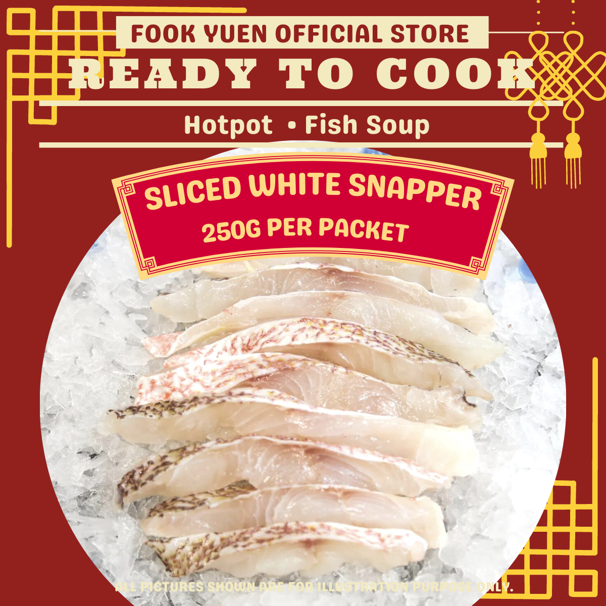[FOOD YUEN] 250g White Snapper Fish Slice / Frozen / Ready to Cook ...