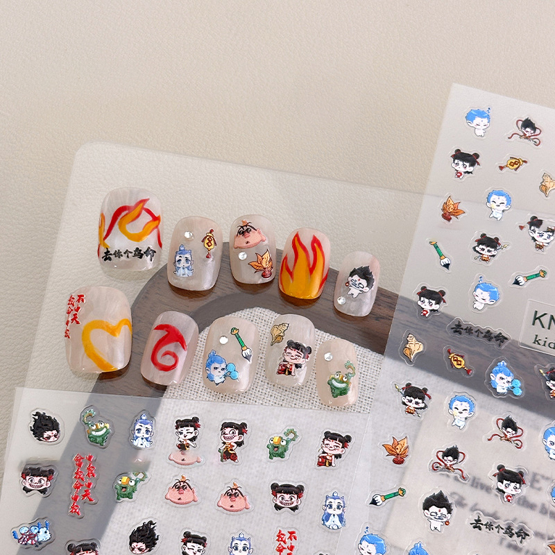 Nezha Nail Art Sticker Ne Zha Chinese Animated Feature Print Nail ...