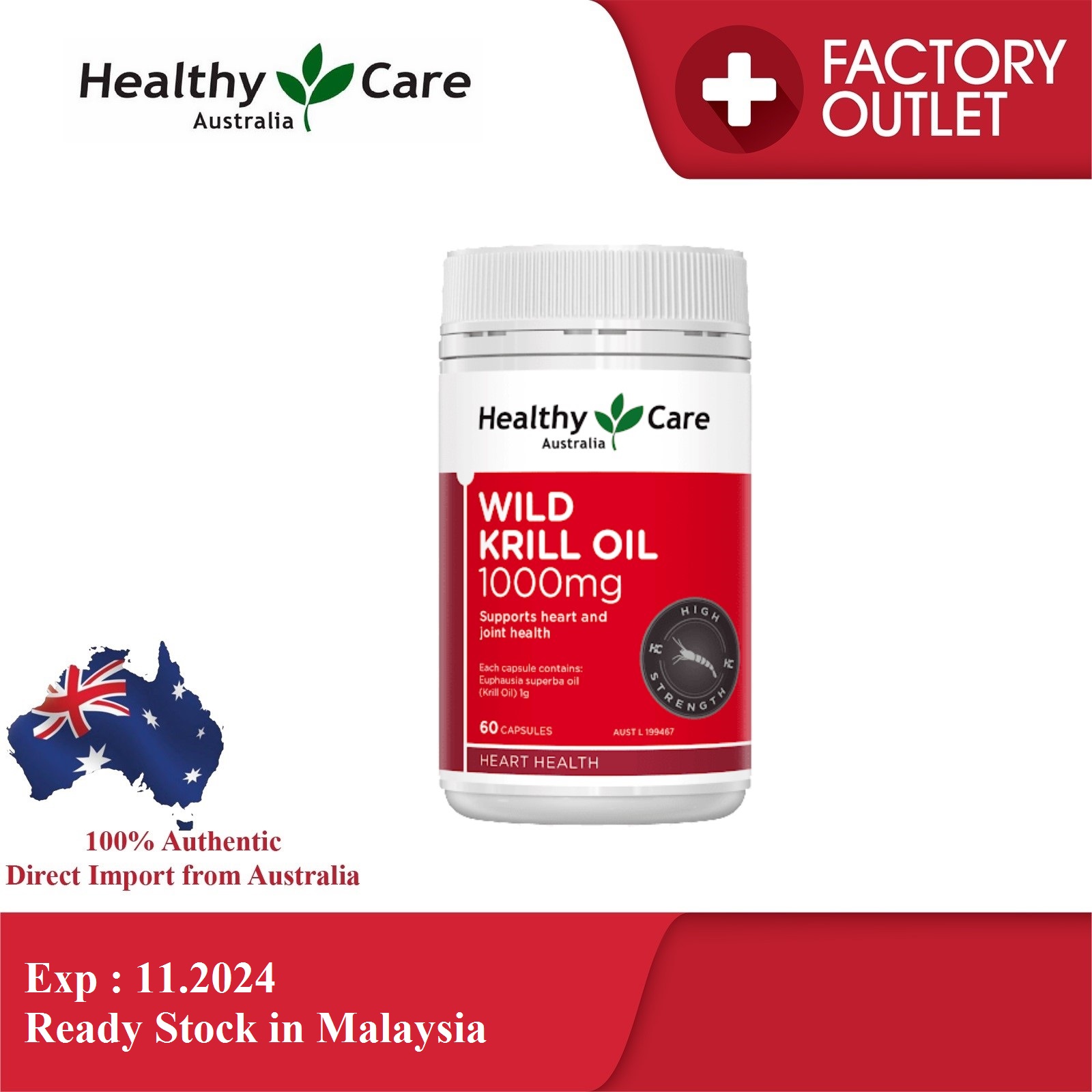 Healthy Care Wild Krill Oil 1000mg 60 Soft Capsules | Lazada
