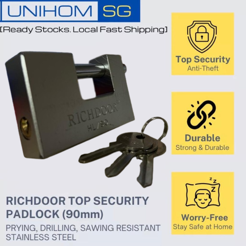 UnihomSG [ReadyStock] RICHDOOR HL-90 Top Security Gate Lock/ Padlock ...