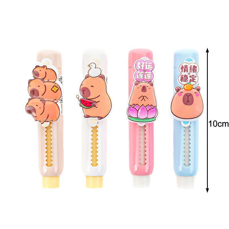 1Pcs Kawaii Cartoon Push Pull Capybara Soft Eraser School Supplies ...