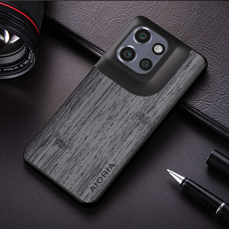 lthmy for Motorola Moto G45 5G luxury case bamboo wood pattern leather ...