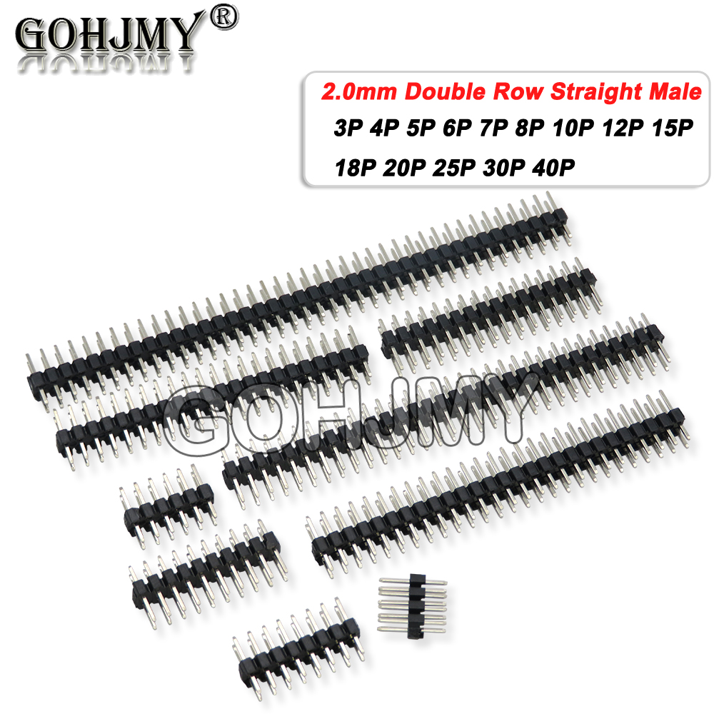 10PCS 2.0mm Double Row Straight Male Pin Header 2mm 2x3/4/5/6/8/10/20 ...