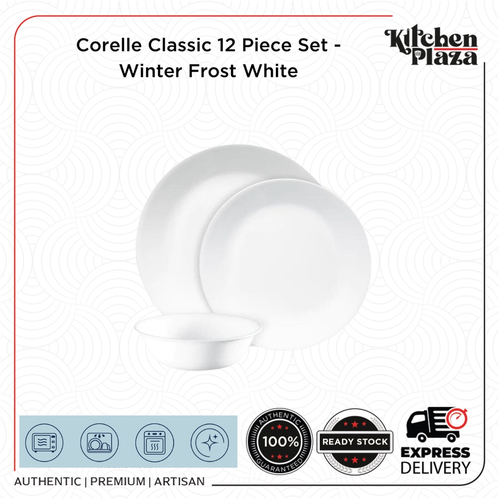 Corelle Classic 12 Piece Winter Frost White Dinnerware Set | Lazada