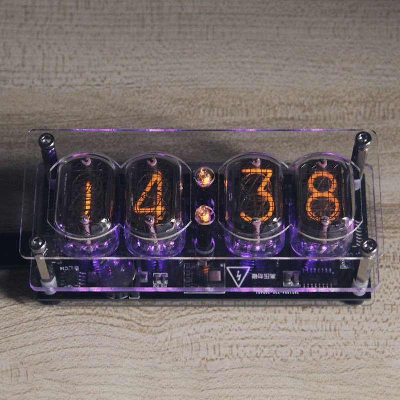 IN-12 Glow Tube Clock Bottom Plate 4-Bit Retro Nixie Tube Clock with 6 ...