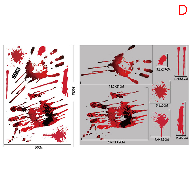 Halloween Stickers Horror Blood Hand Print Door Stickers Window ...
