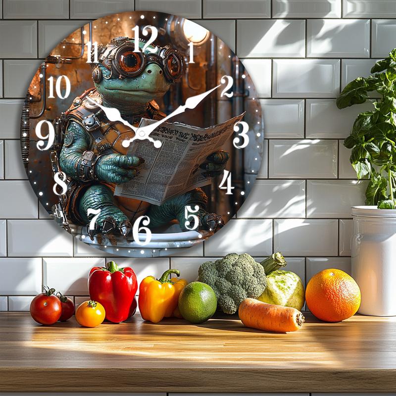 Fashion Steampunk frog reading newspaper Quartz Analog Wooden Silent ...