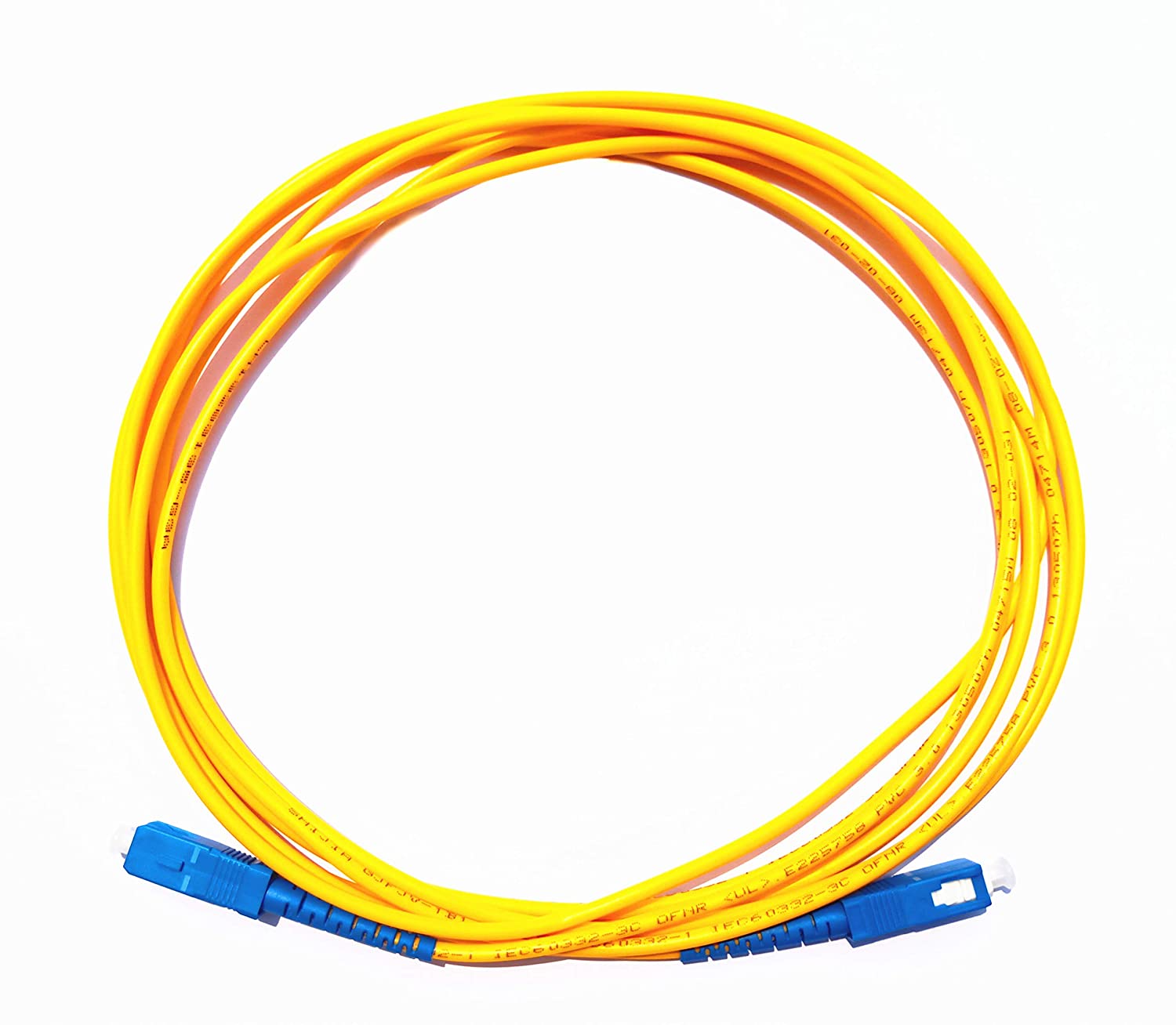 Kabel fiber optik patch cord kuning kepal biru SC SC UPC 3M konektor ...