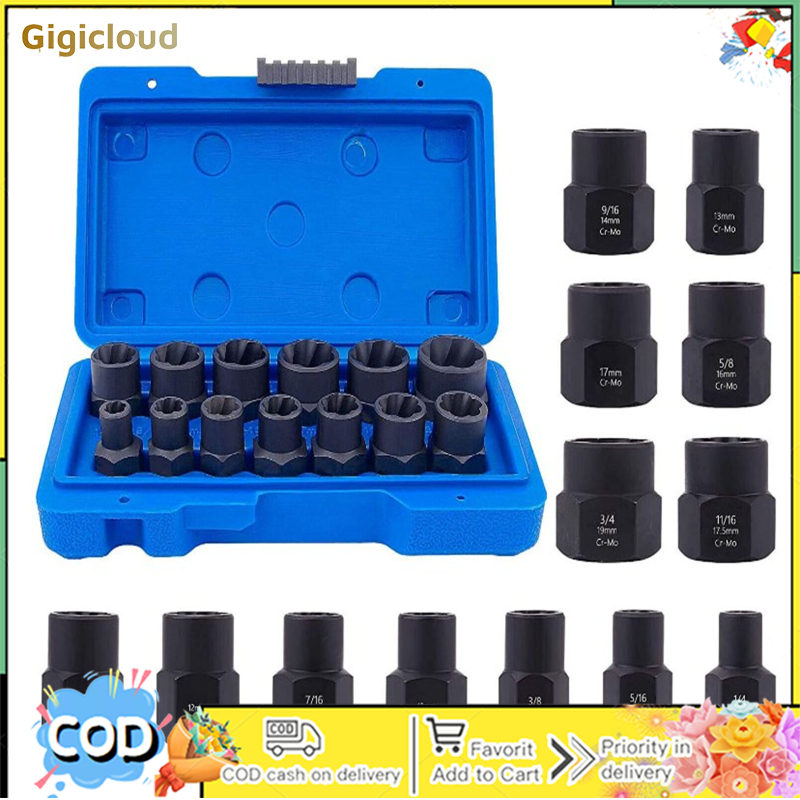 Bolt Extractor Set 13pcs Stripped Damaged Bolt Nut Removal Socket Tool ...