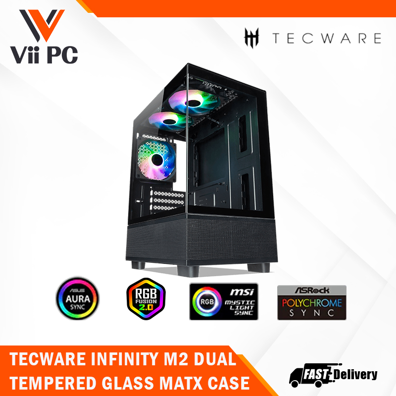 TECWARE INFINITY M2 ARGB OMNI LINK DUAL TEMPERED GLASS MATX CASE - 3x ...