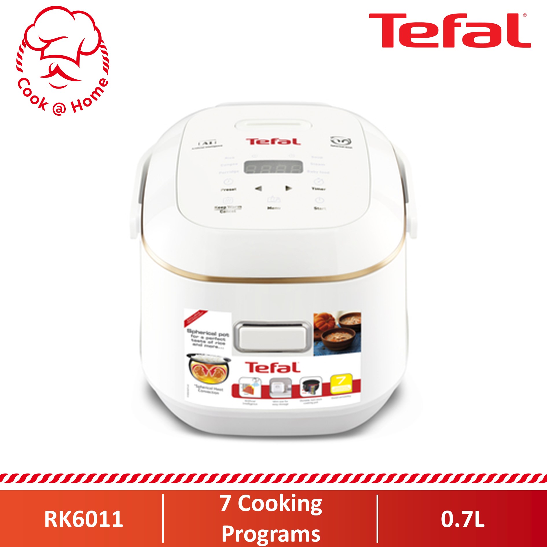 Tefal Mini Rice Cooker Fuzzy Logic w/Spherical Pot 0.7L RK6011 | Lazada ...