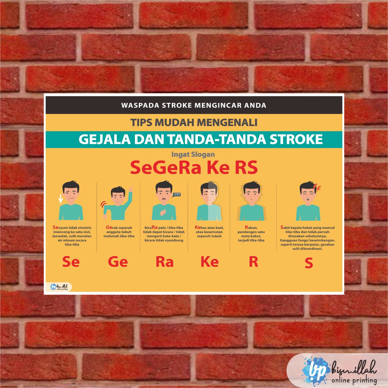 Poster Kesehatan Mengenali Gejala dan Tanda Stroke | Lazada Indonesia