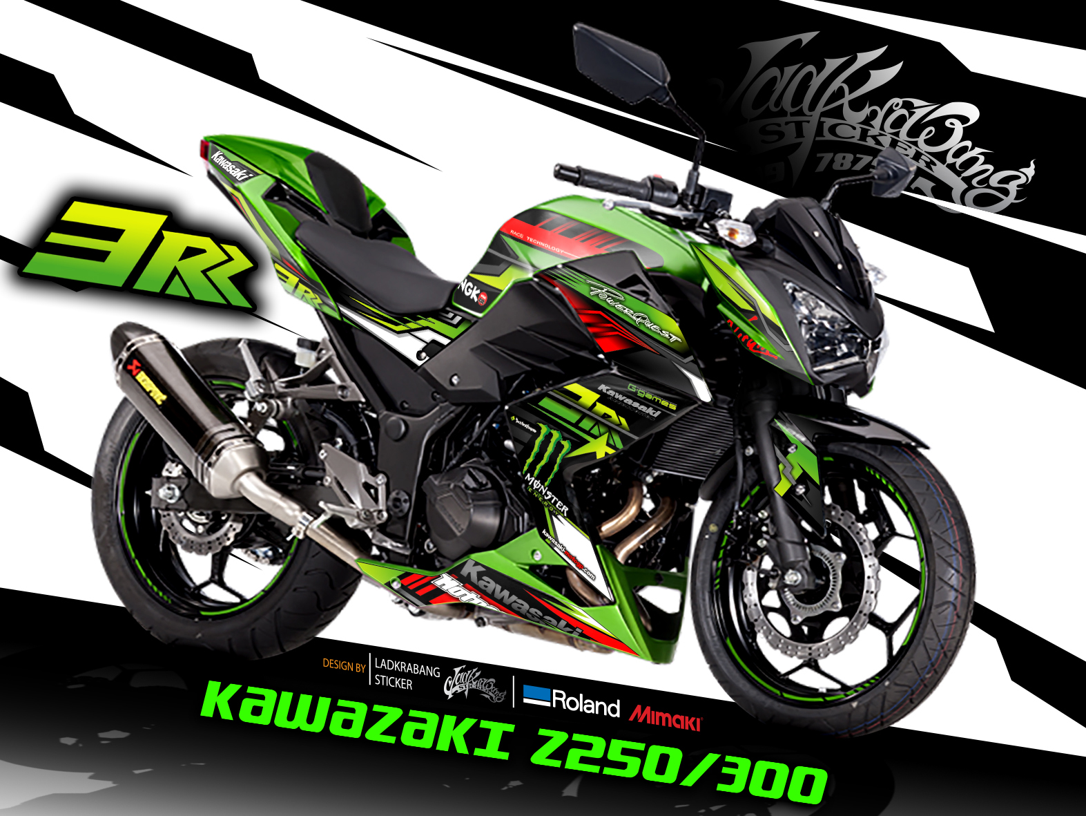 สติ๊กเกอร์แต่งลายรถ Kawasaki Z300 ลาย RACING SPORT V.2 | Lazada.co.th