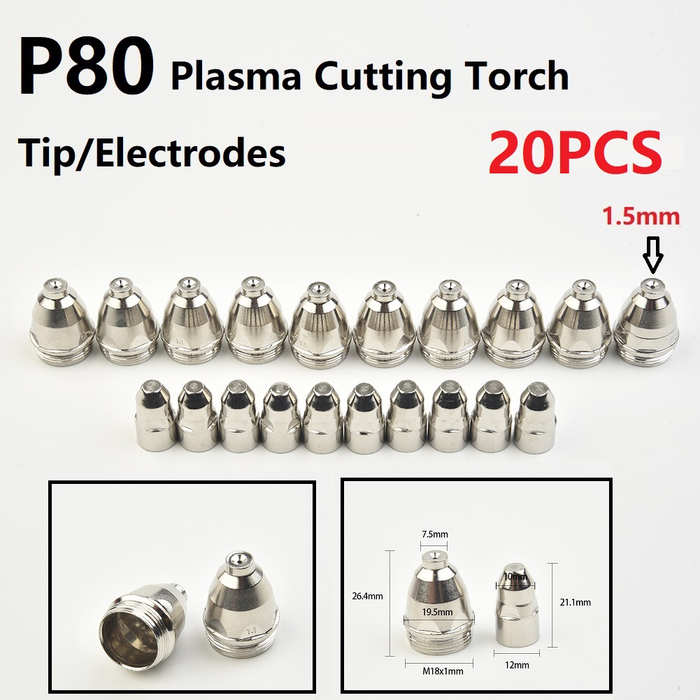 20pcs Premium 60-100A For P80 Plasma Cutting Electrodes Nozzles CNC ...