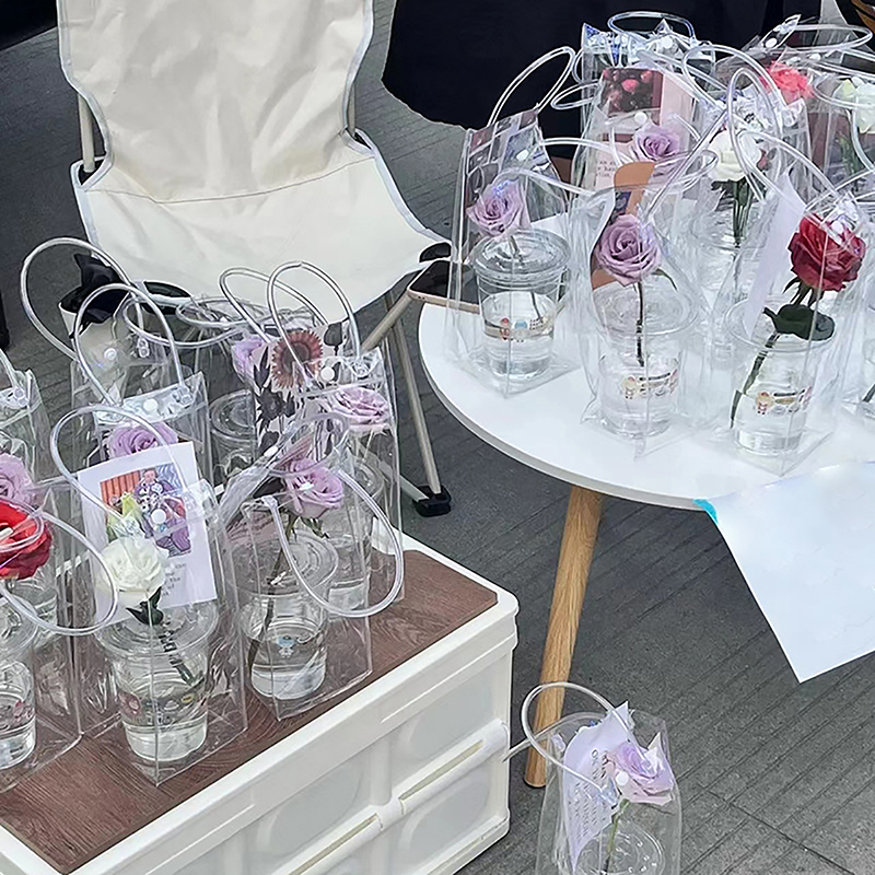 PVC Flower Bag Stall Flower Bag Transparent Tote Bag DIY Simple Cup ...