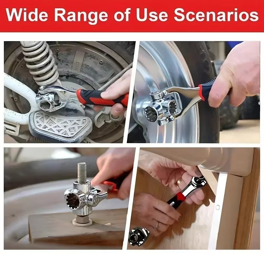 Heavy Duty 360° Rotating 52-in- Socket Wrench Hand Tools Spline Bolts ...