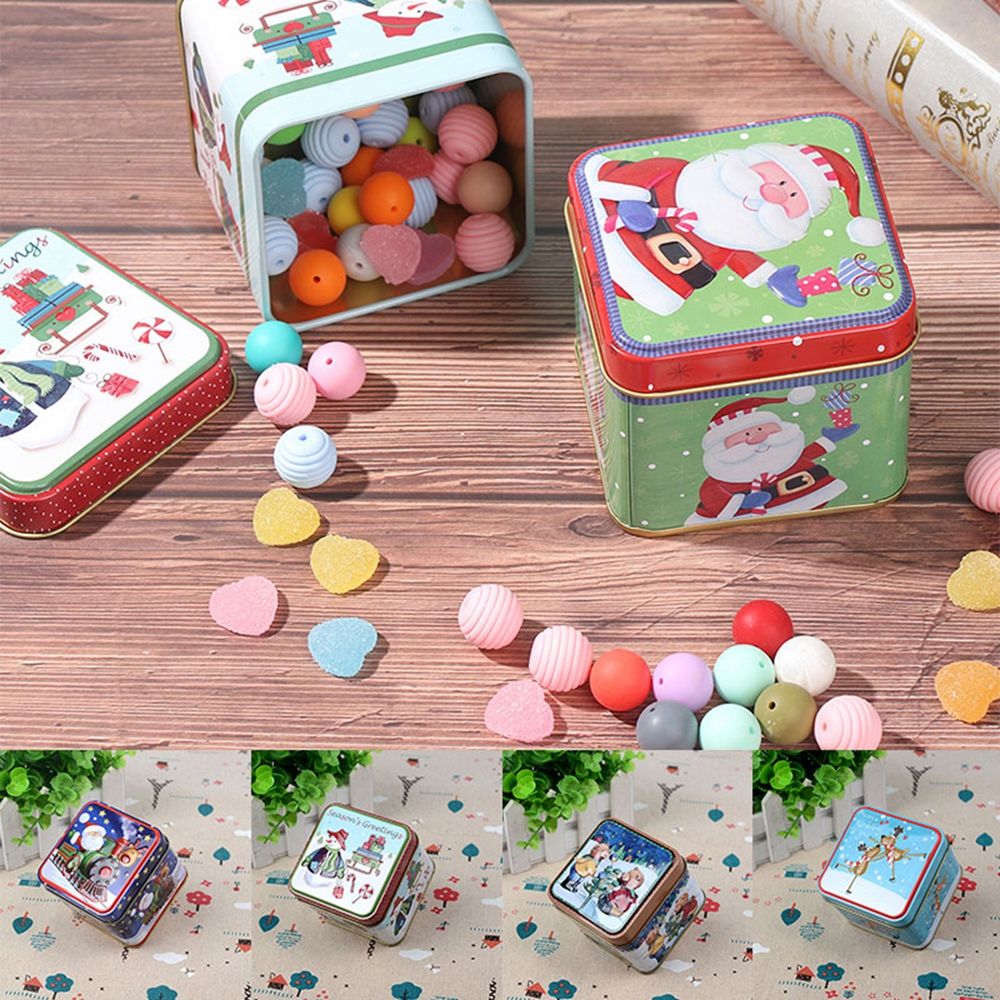 Cartoon Gift Box Christmas Ornaments Candy Jar Tin Box Storage Box ...