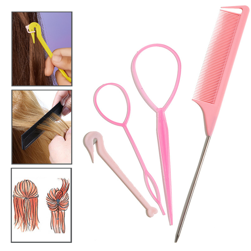 3/4/6pcs French Braid Tool Loop Elastic Hair Bands Remover Cutter Rat ...