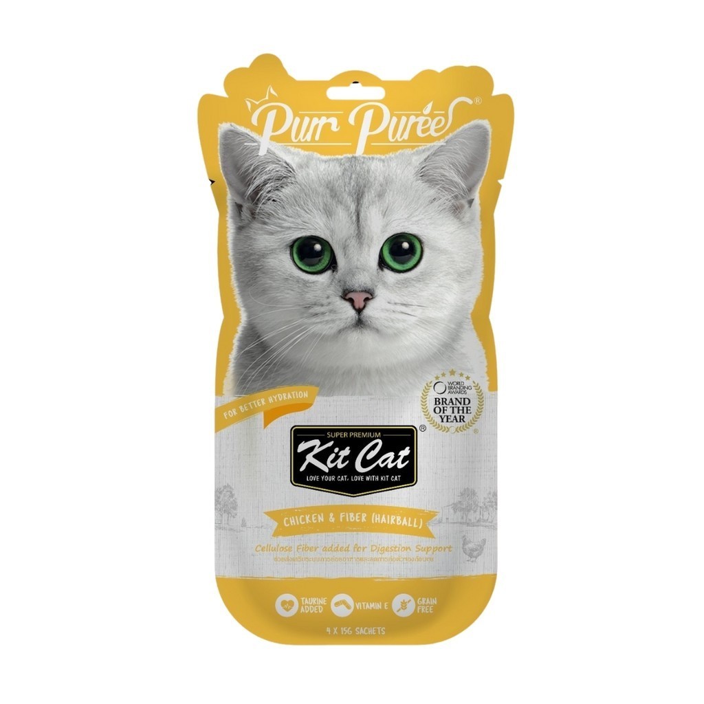 Kit Cat Purr Puree ขนมแมวเลีย คิทแคท ไม่เติมเกลือ ขนาด 15g x 4 ซอง ...