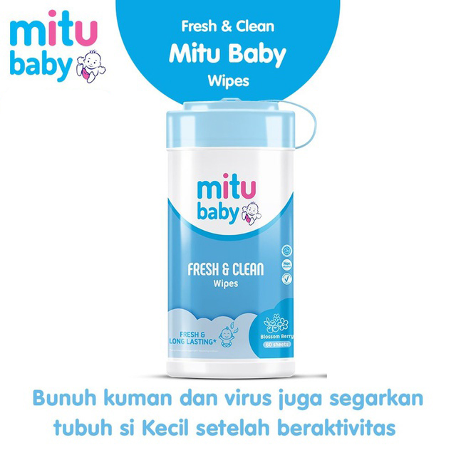 Mitu Baby Tisu Basah Fresh & Clean Blue Bottle 60'S - Tisu Basah Botol ...