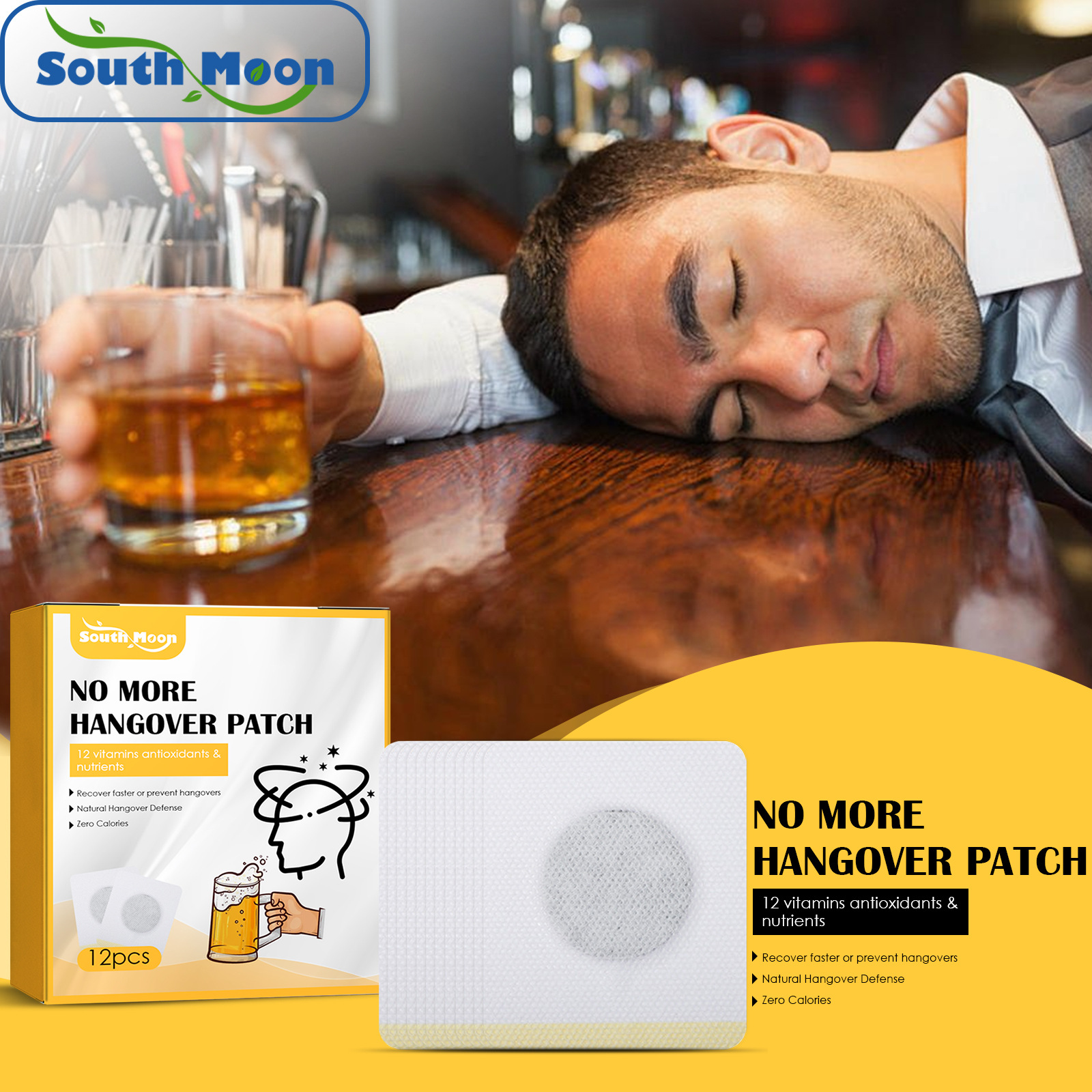 South Moon No More Hangover Patch Recovery Patches Hangover Be Gone ...