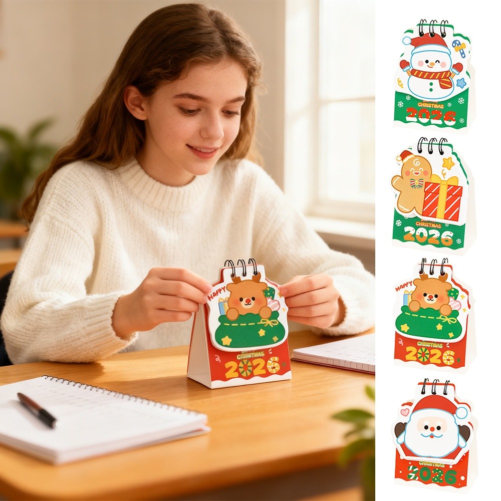 Creative Mini 2026 Desk Calendar Coil Binding Cartoon Desktop Calendar ...