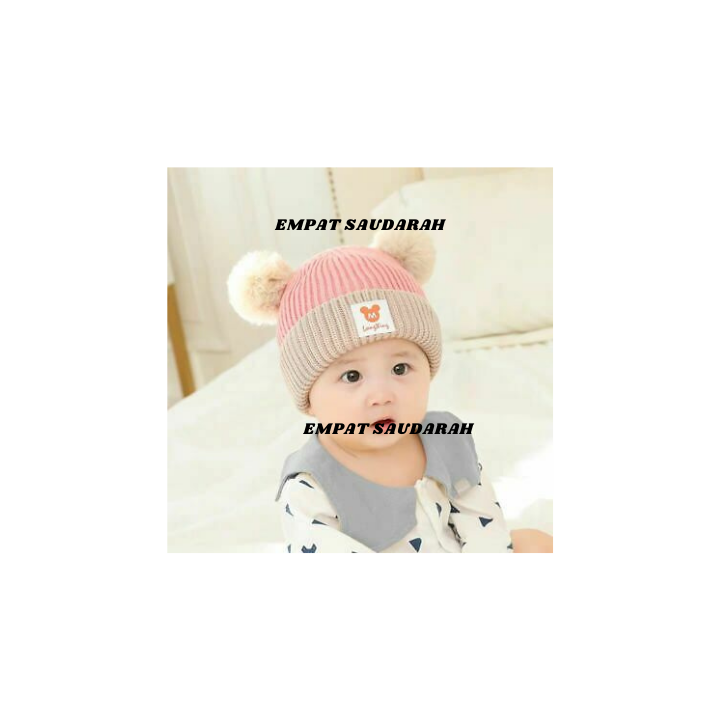 Empat Saudarah topi kupluk bayi pompom logo mickeymouse haopenyou ...