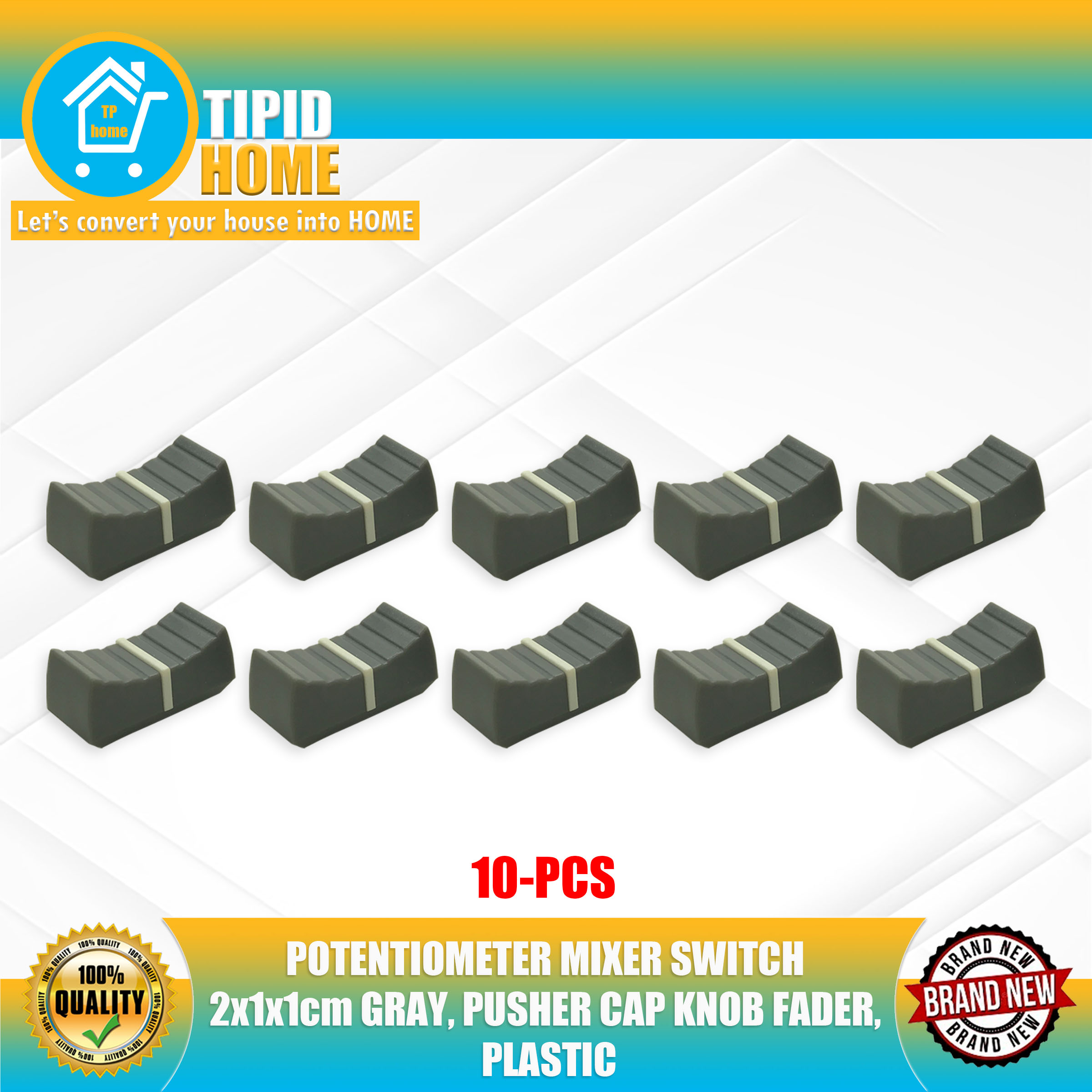 POTENTIOMETER MIXER SWITCH 2x1x1cm GRAY, PUSHER CAP KNOB FADER, PLASTIC ...