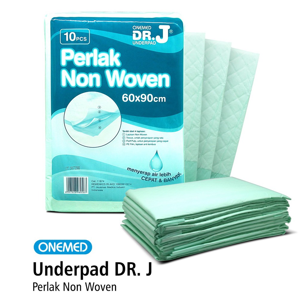 PERLAK UNDERPAD DEWASA DR J ONEMED 60X90 - 1 DUS ISI 10 PACK | Lazada ...