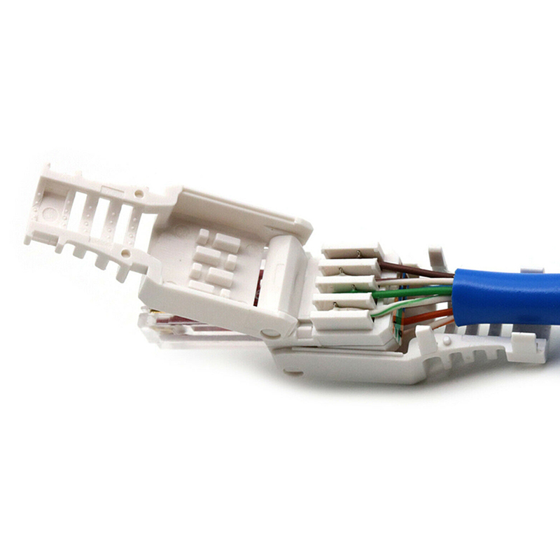 White RJ45 Tool-less Connector No Crimp Connectors CCTV Ethernet Cable ...