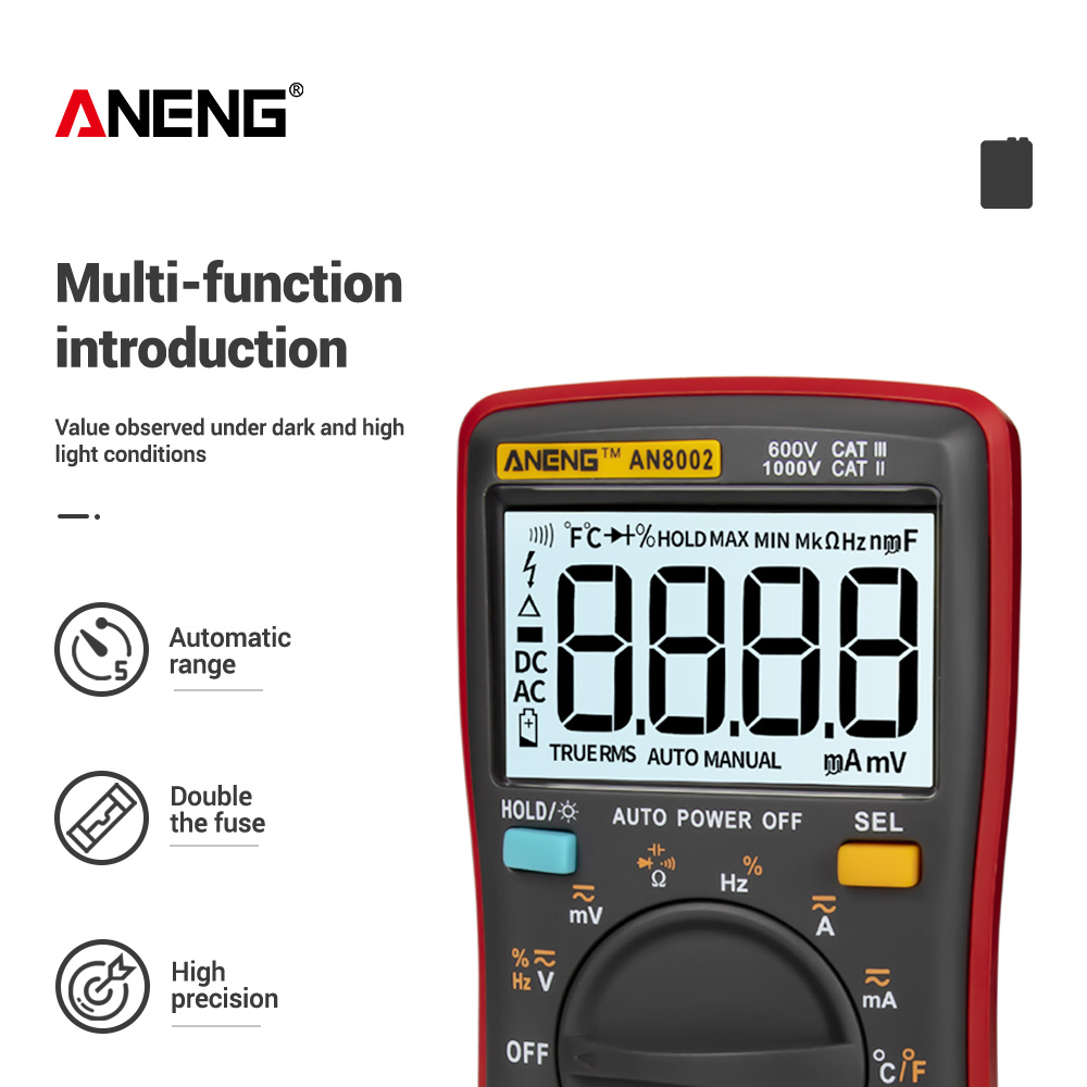 ANENG AN8002 Digital Multimeter 6000 Counts Multimetro Multitester ...