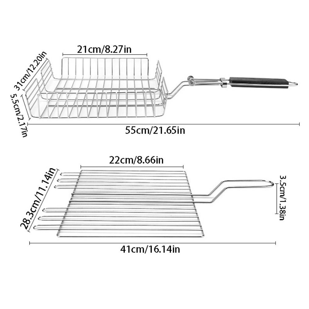 Practical Folding Fish Grill Basket Extra Large Portable BBQ Rack Rust ...