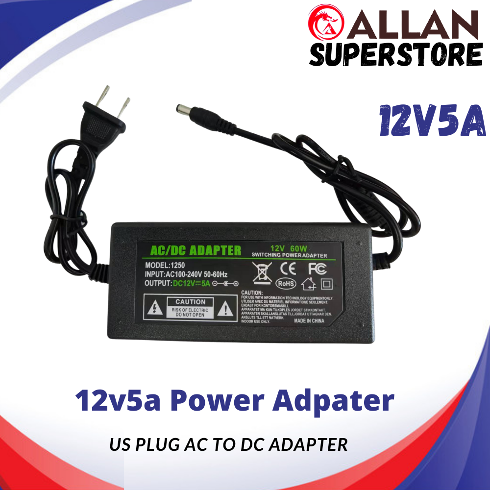 Allan Superstore AC Adapter DC 12V5A Adapter 60W and 12V/2A 24W Power ...
