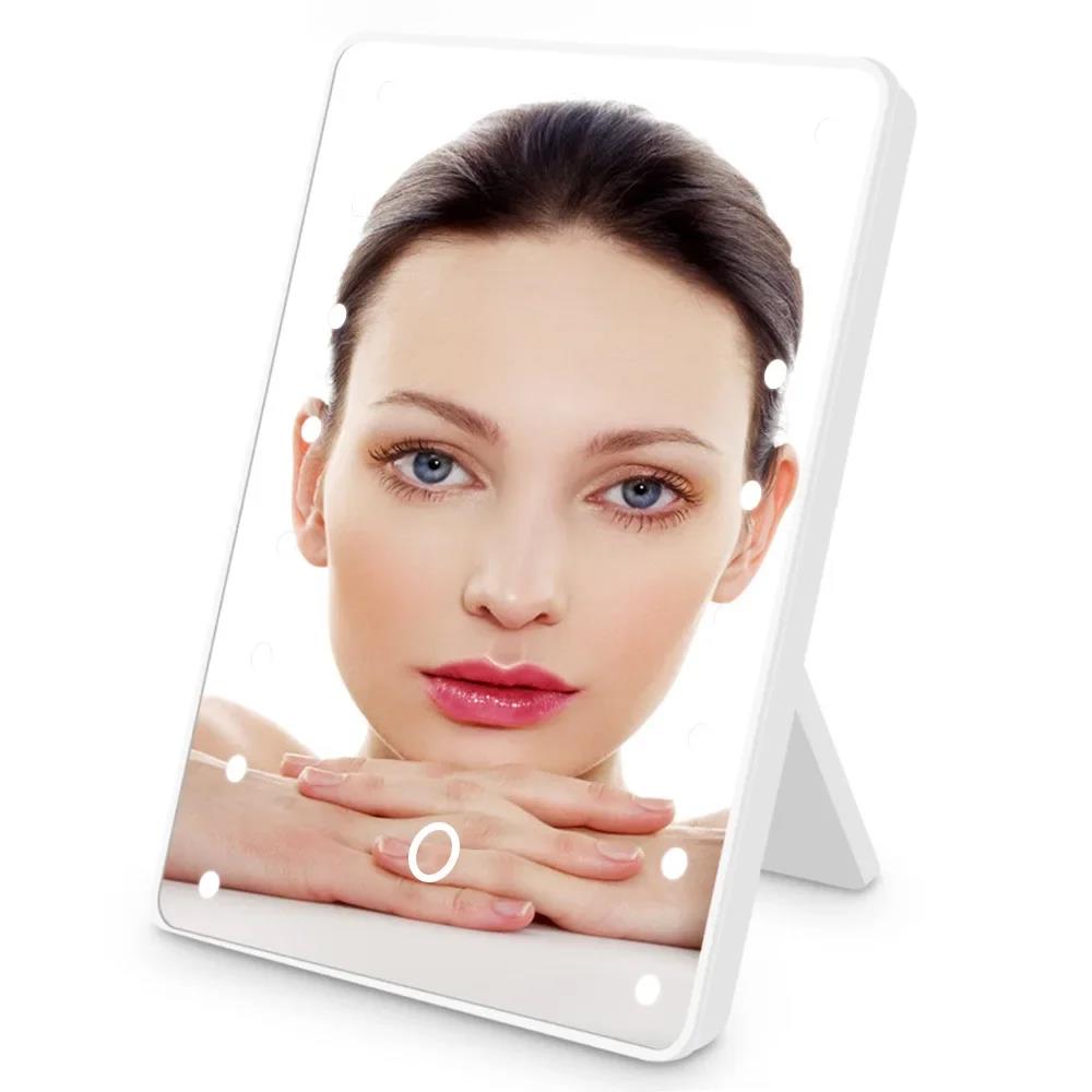 16 LEDs Makeup Mirror with LED Touch Adjustable Light Portable Desktop ...