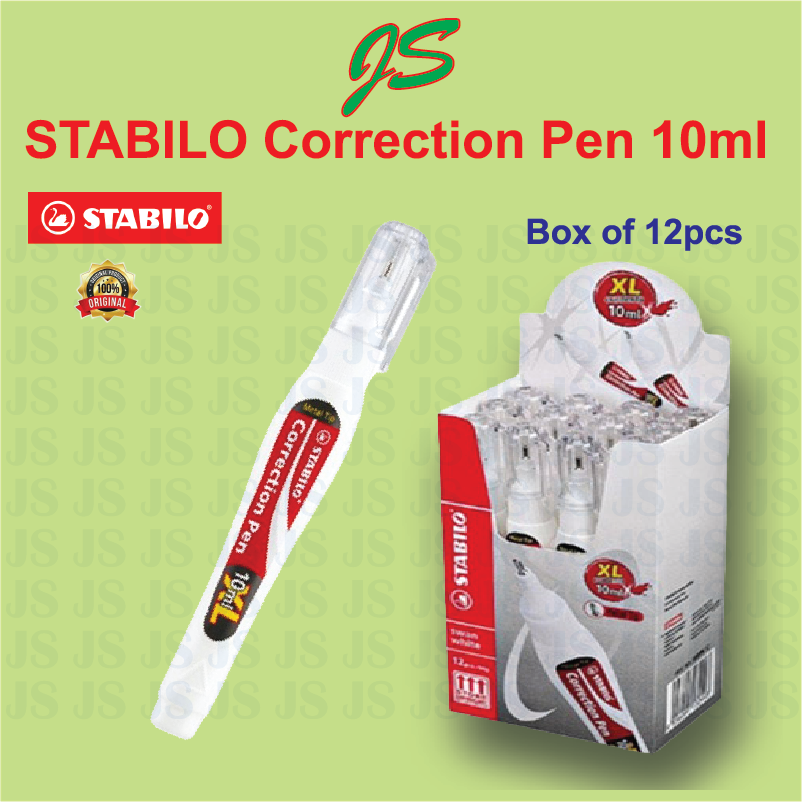 STABILO Swan White CORRECTION PEN ( XL Content-10ml ) Metal Tip (12pcs ...
