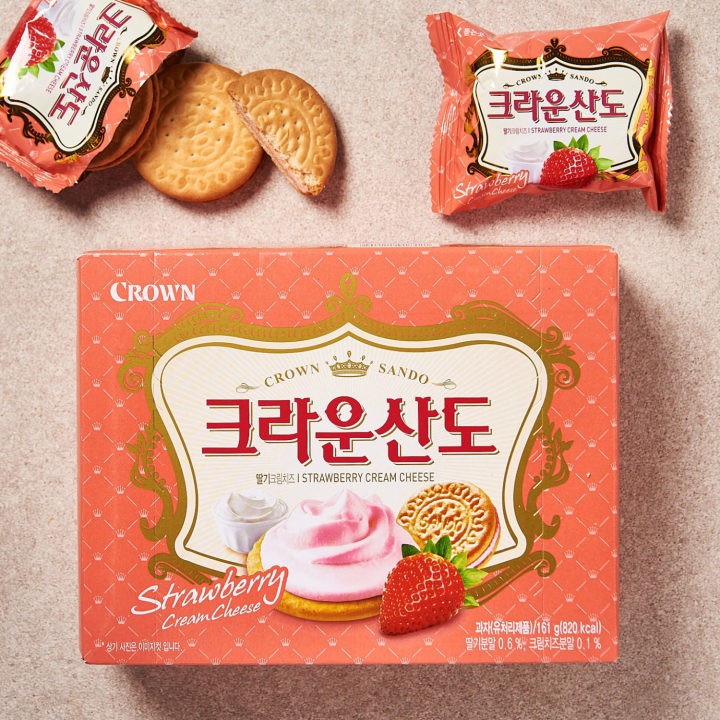 บิสกิตสอดไส้ รสนม,ช็อคโกแลต, สตอเบอรี่ครีมชีส ขนมเกาหลี crown sando ...