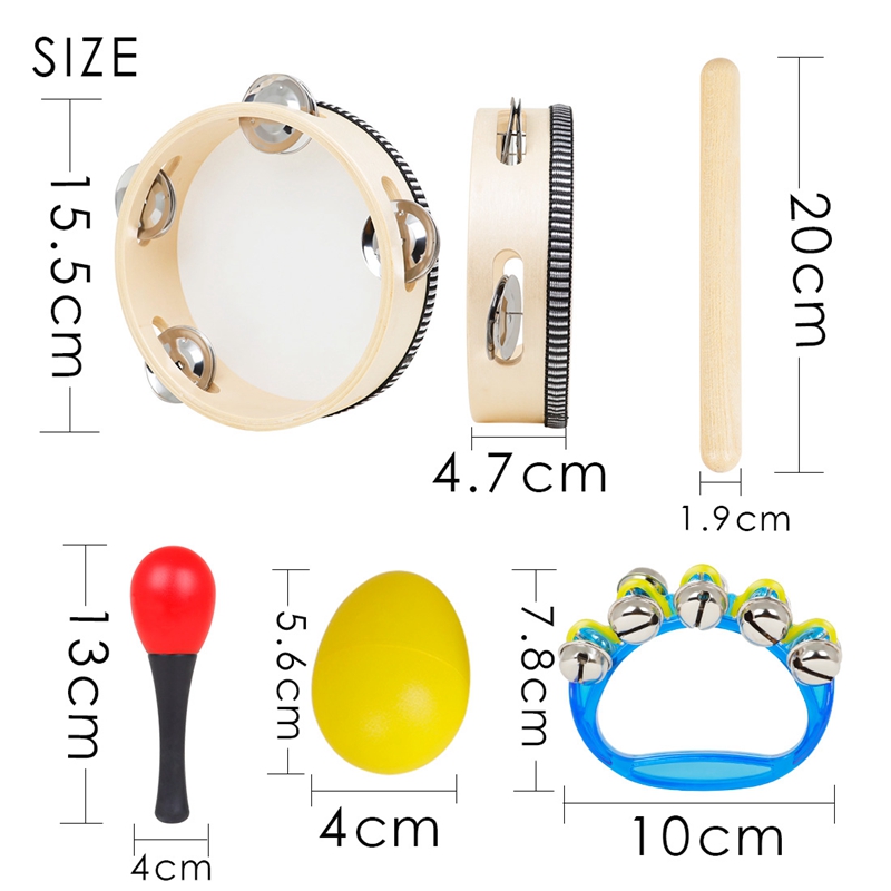 5Pcs Musical Instrument Set for Toddler Baby Kid Wooden Percussion ...