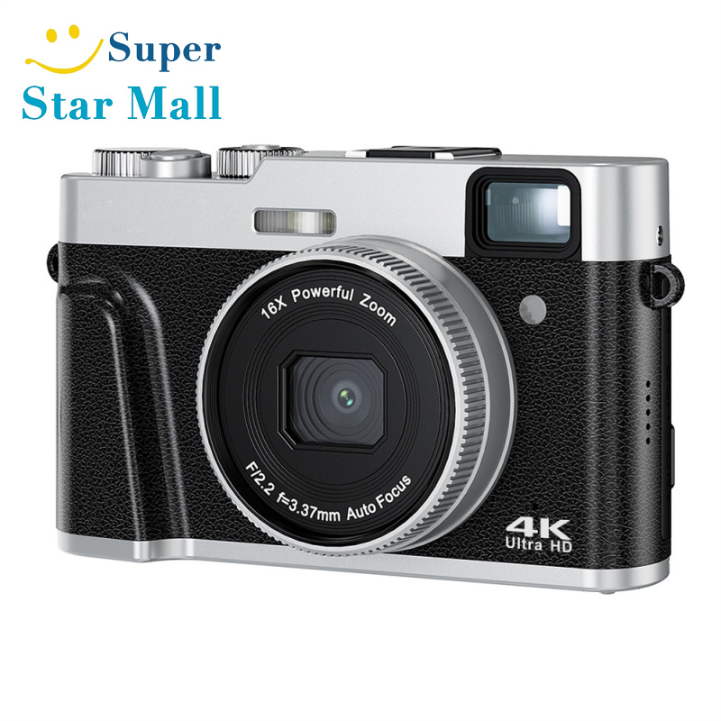 กล้องดิจิตอล4K 48MP กล้องวล็อกกิ้งโฟกัสอัตโนมัติสำหรับ16X YouTube กล้อง ...