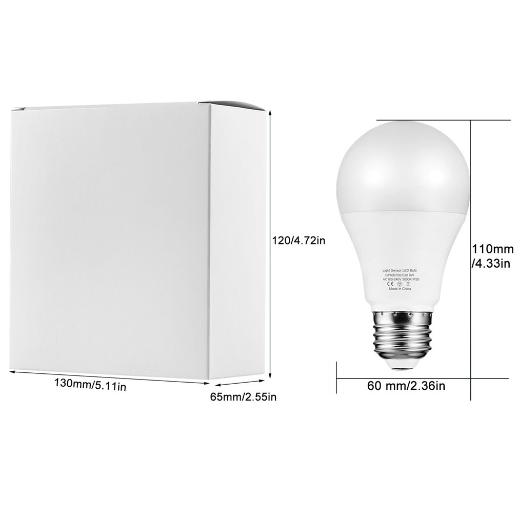 【High-quality】9W E26 Intelligent Sensor Led Bulb Built-In Photosensor ...