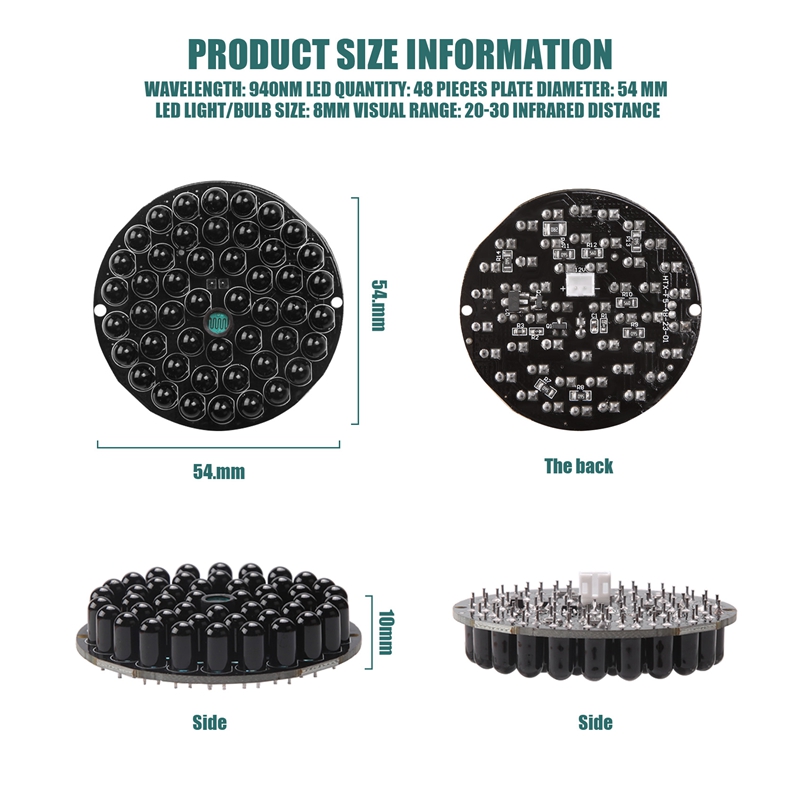 Infrared Lights For Cctv IR Infrared LED Board 940nm 48pcs IR Invisible ...