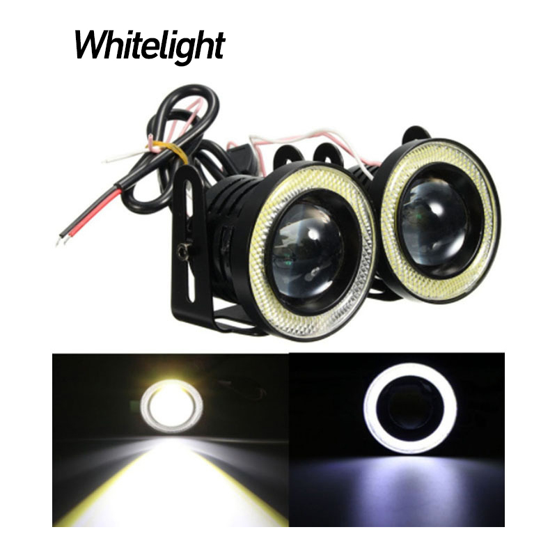 AKZ 3.5inch Angel Eye Fog Light Projector Fog Light Car COB Angel Eye Light LED Lamp Ring Lens ...