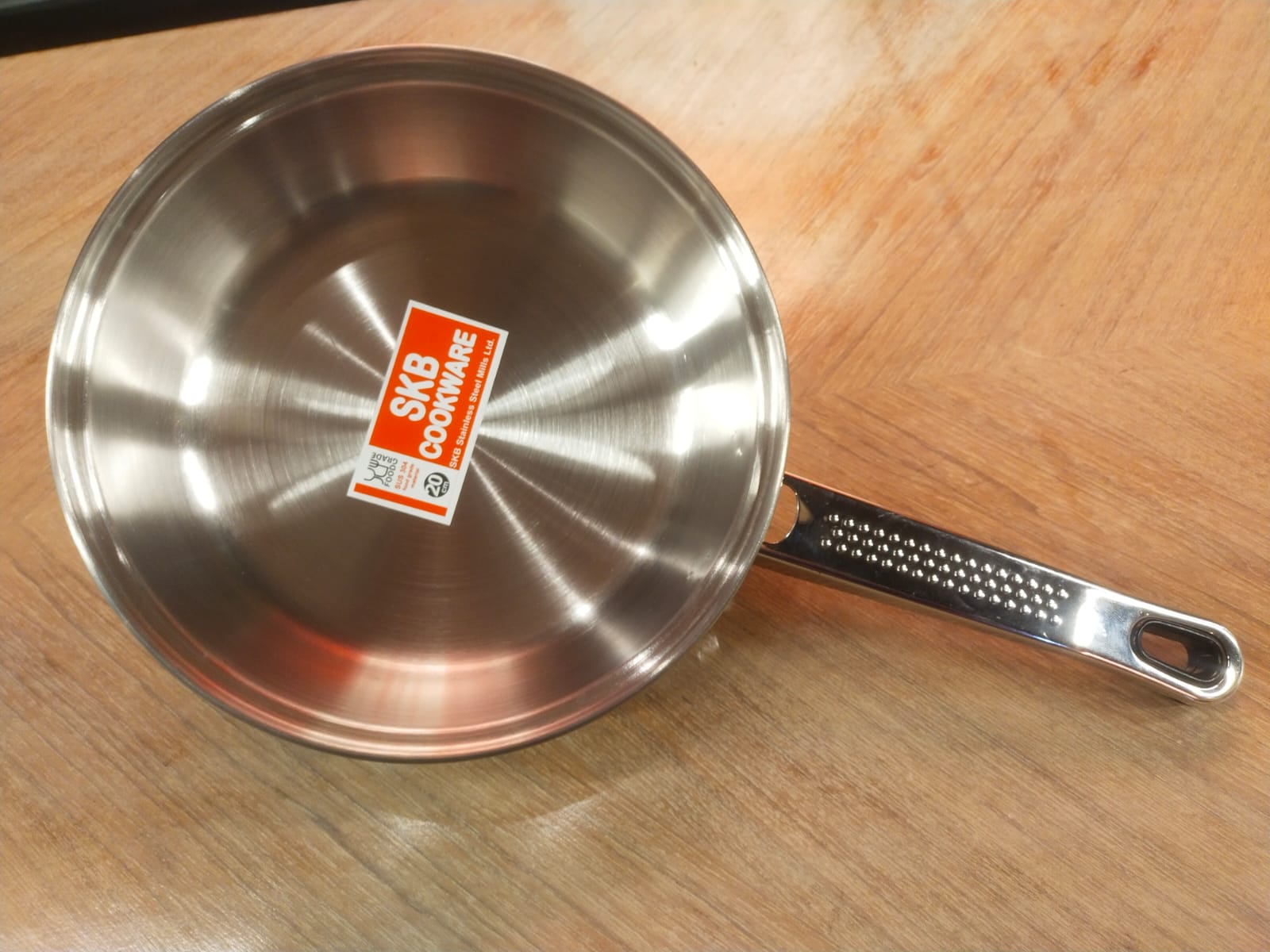 SKB Cookware Stainless Steel Fry Pans Frying Pan with Glass Lid 20cm ...