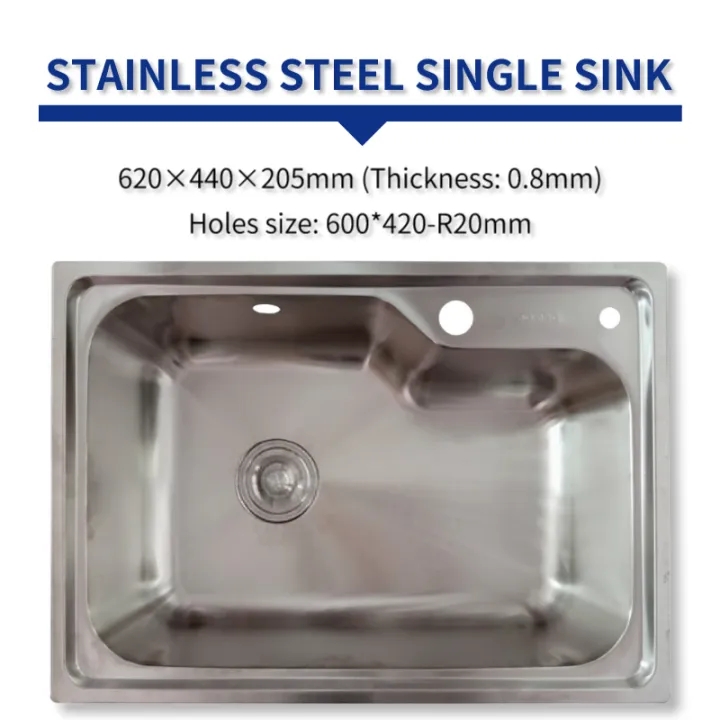JOMOO Kitchen Sink 304 Stainless Steel Single Bowl Sink Washer Basin ...