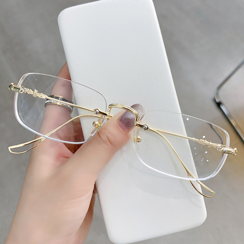 Luxury Frameless Reading Glasses Women Men Rimless Anti Blue Light ...