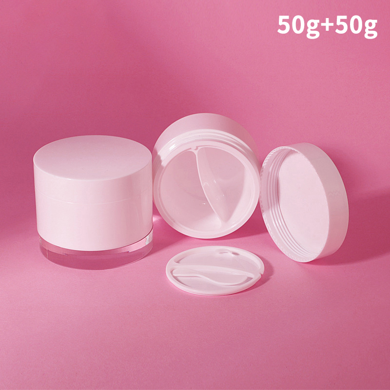 100g Double Grid Empty Cream Jar Cosmetic Containers Round Plastic ...