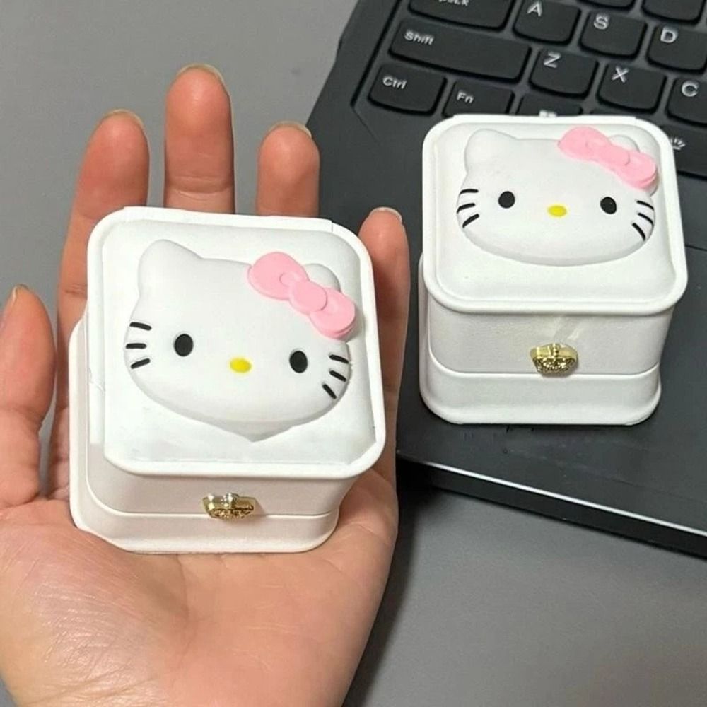 Gift Hello Kitty Jewelry Storage Box Cartoon Cat Portable Ring Box Mini ...